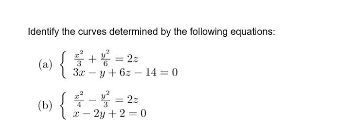Solved Identify the curves determined by the following | Chegg.com