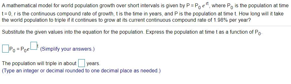 Solved A mathematical model for world population growth over | Chegg.com