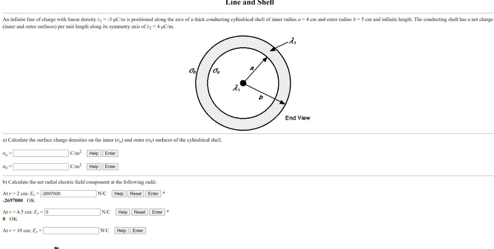 Solved Line and Shell An infinite line of charge with linear | Chegg.com