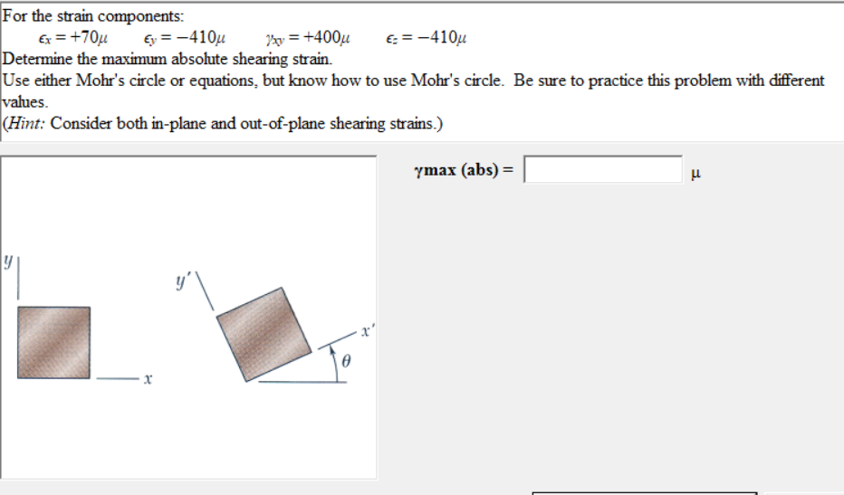Solved For the strain components:\\n\\\\epsi | Chegg.com