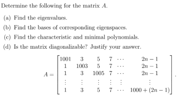 Solved Determine the following for the matrix A. (a) Find | Chegg.com