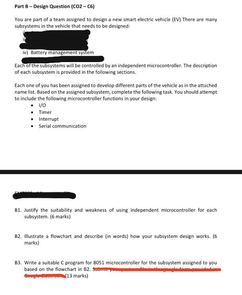 Part B - Design Question (CO2 - C6) You are part of a | Chegg.com