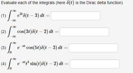 Solved Evaluate each of the integrals (here 6(t) is the | Chegg.com