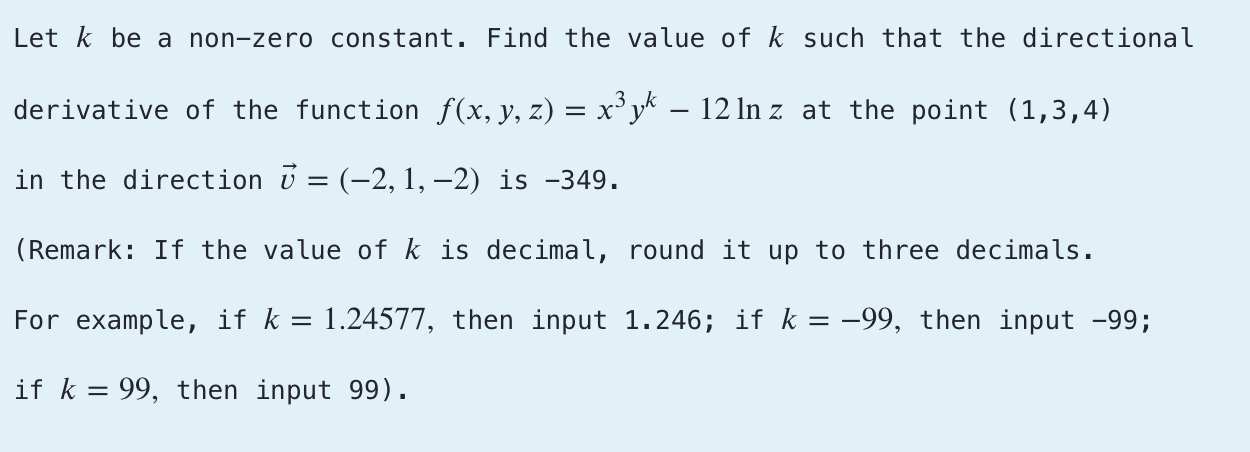 Solved Let k be a non-zero constant. Find the value of k | Chegg.com