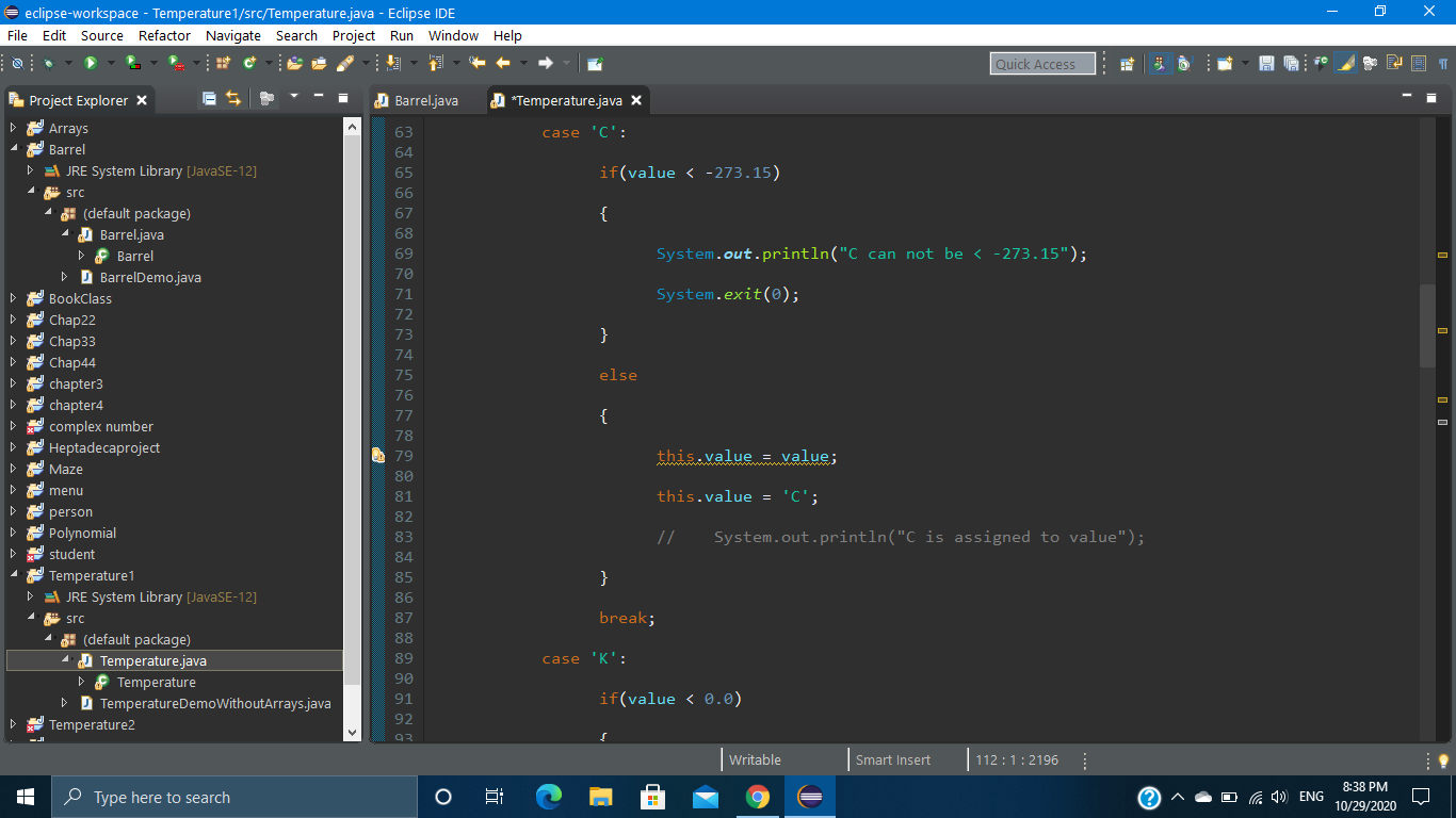 Solved Using your Barrel class and Temperature class create | Chegg.com