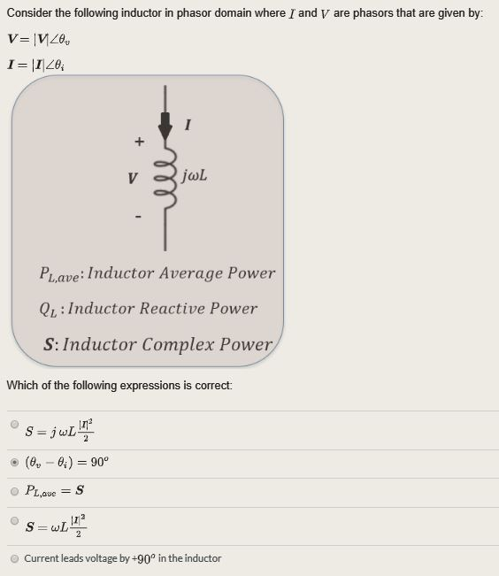 Solved Consider the following inductor in phasor domain | Chegg.com