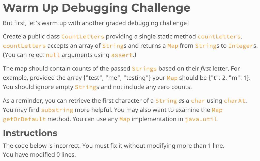 Solved Warm Up Debugging Challenge But first, let's warm up | Chegg.com