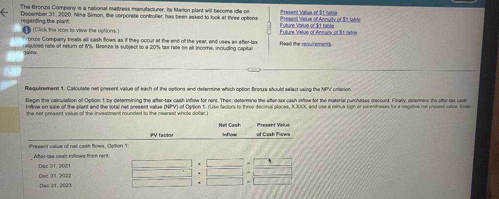 Solved Requirements 1. Calculate net present value of each | Chegg.com