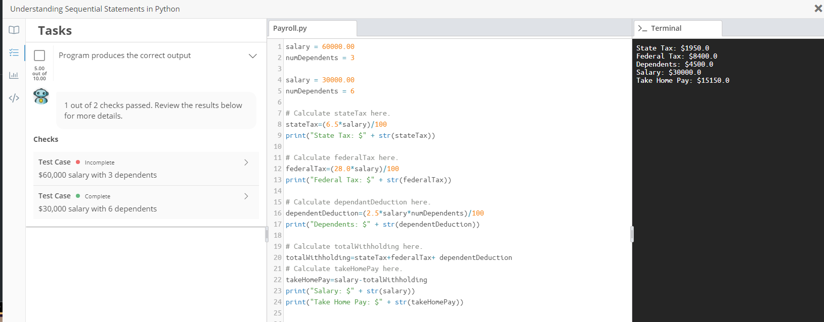  Solved Understanding Sequential Statements Python 0 Tasks