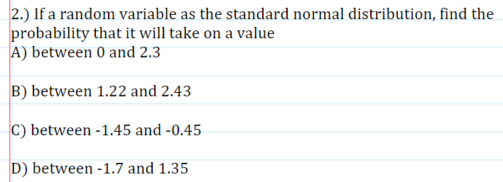 Solved 2.) If a random variable as the standard normal | Chegg.com