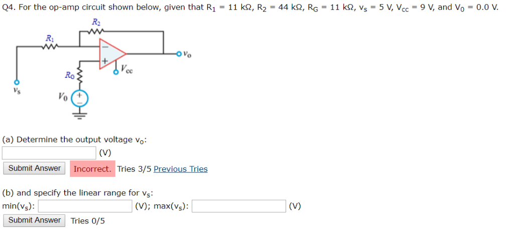Solved Q4. For the op-amp circuit shown below, given that | Chegg.com