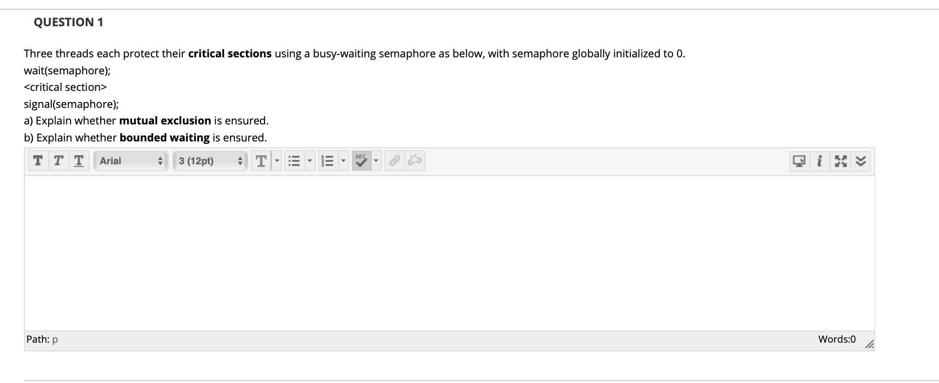 Solved QUESTION 1 Three threads each protect their critical | Chegg.com
