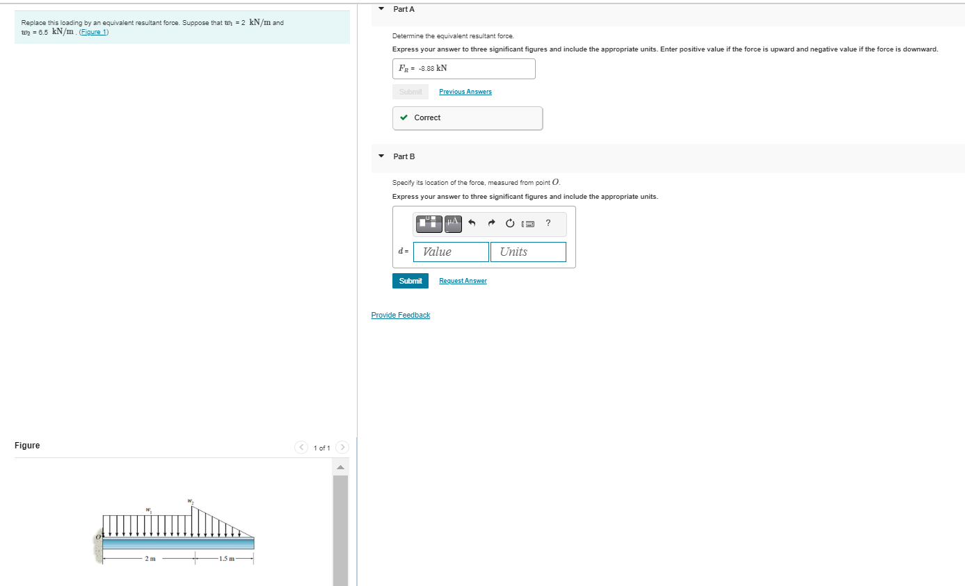 Solved Replace the distributed loading by an equivalent | Chegg.com