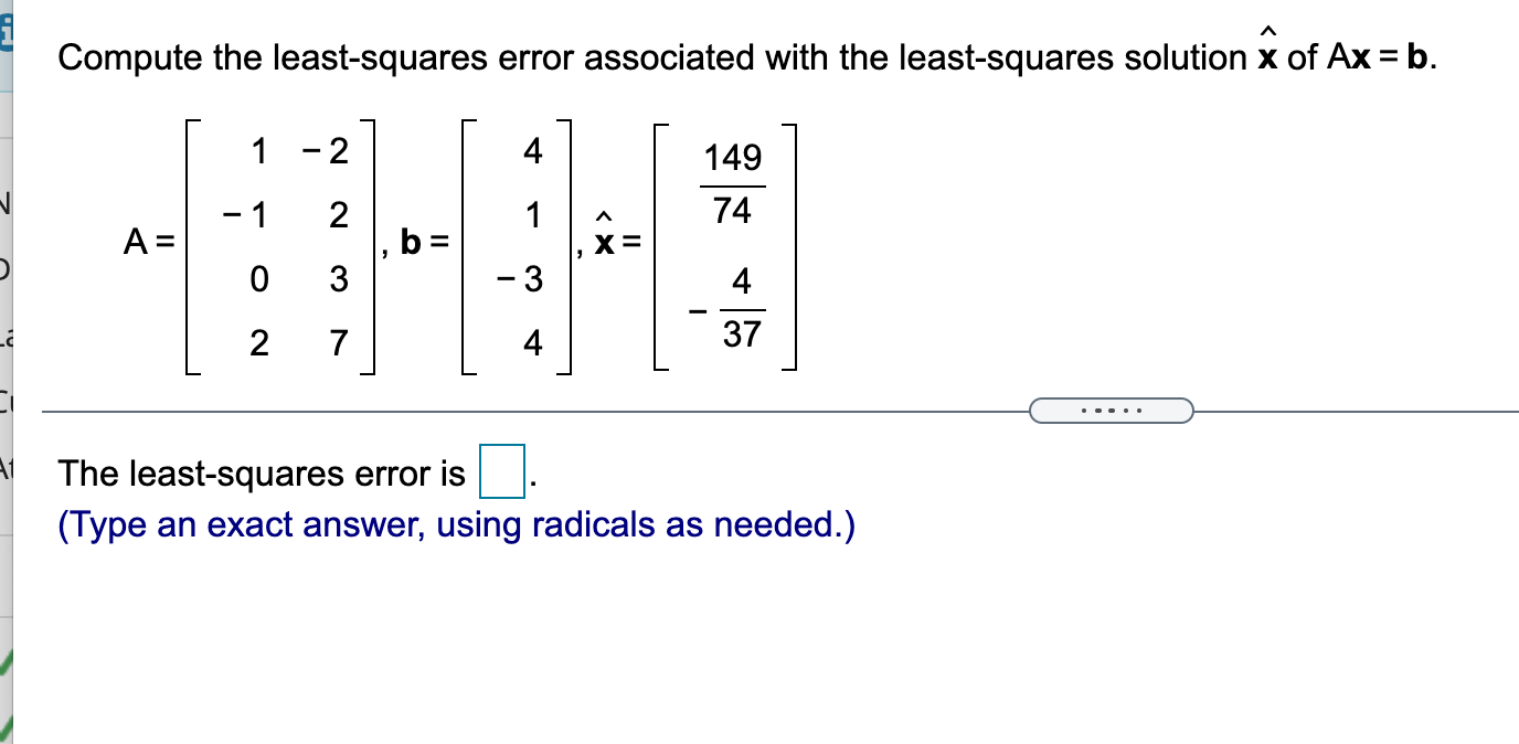 Solved Compute the least-squares error associated with the | Chegg.com