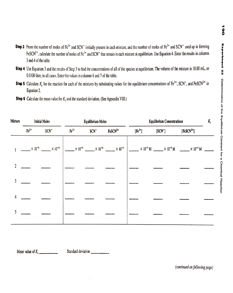 Name Secton Experiment 23 Data and Calculations: | Chegg.com
