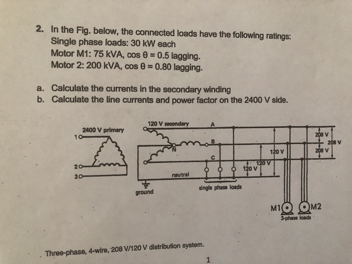 Solved 2. In the Fig. below, the connected loads have the | Chegg.com