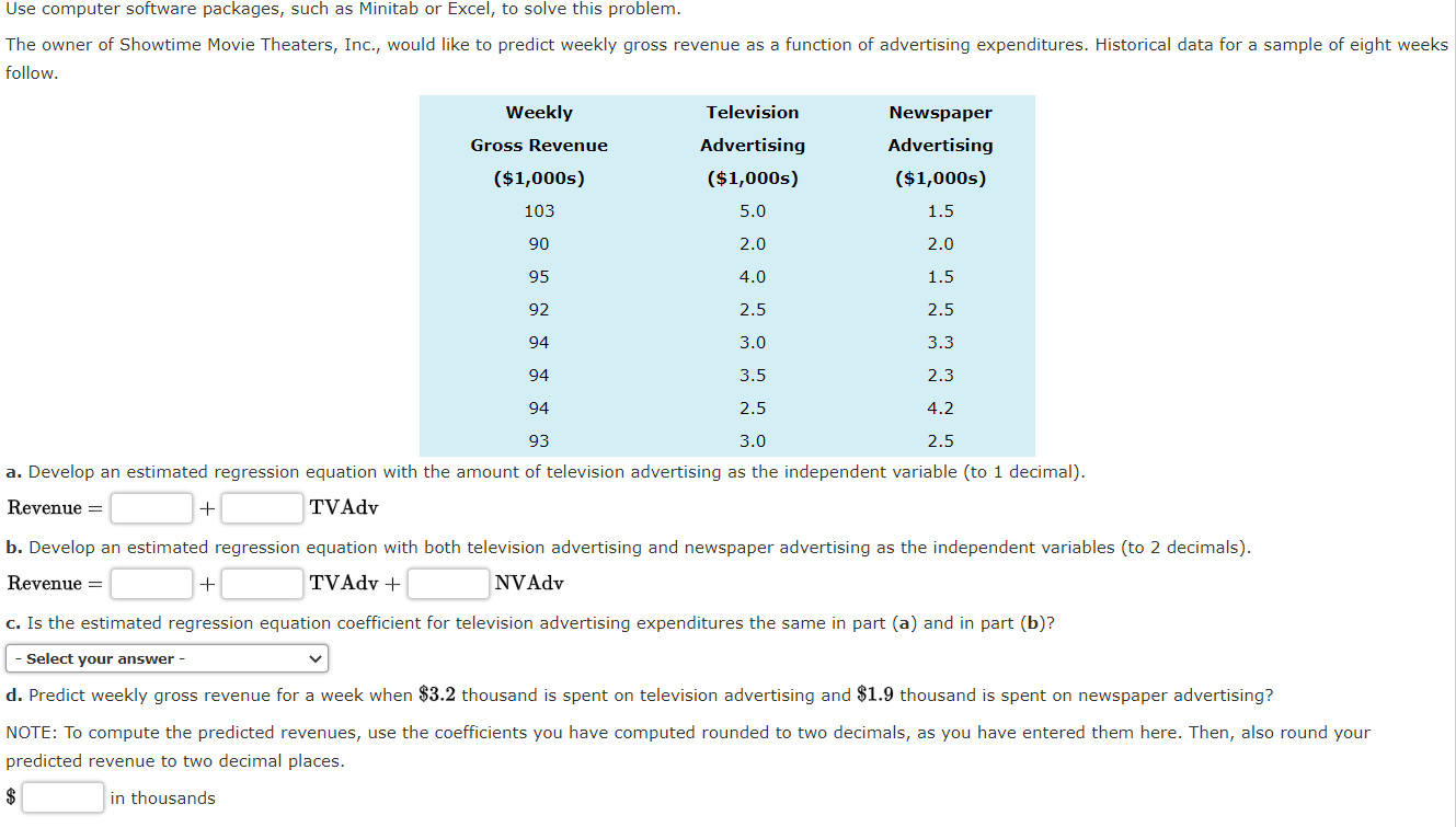 Solved Use computer software packages, such as Minitab or | Chegg.com