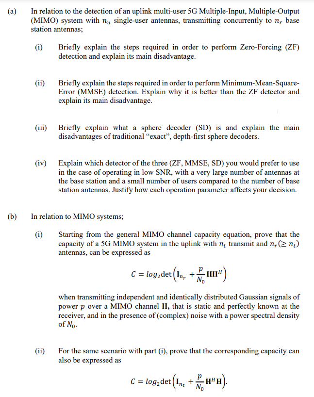 Solved a) In relation to the detection of an uplink | Chegg.com