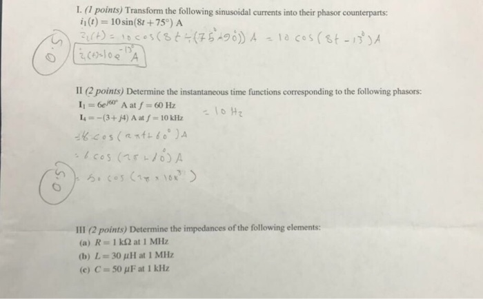 Solved L. (1 points) Transform the following sinusoidal | Chegg.com