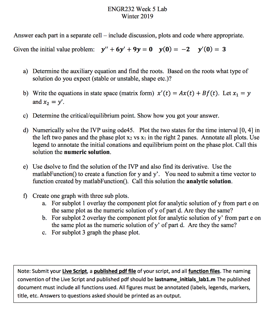 USE MATLAB: Answer each part in a separate cell – | Chegg.com
