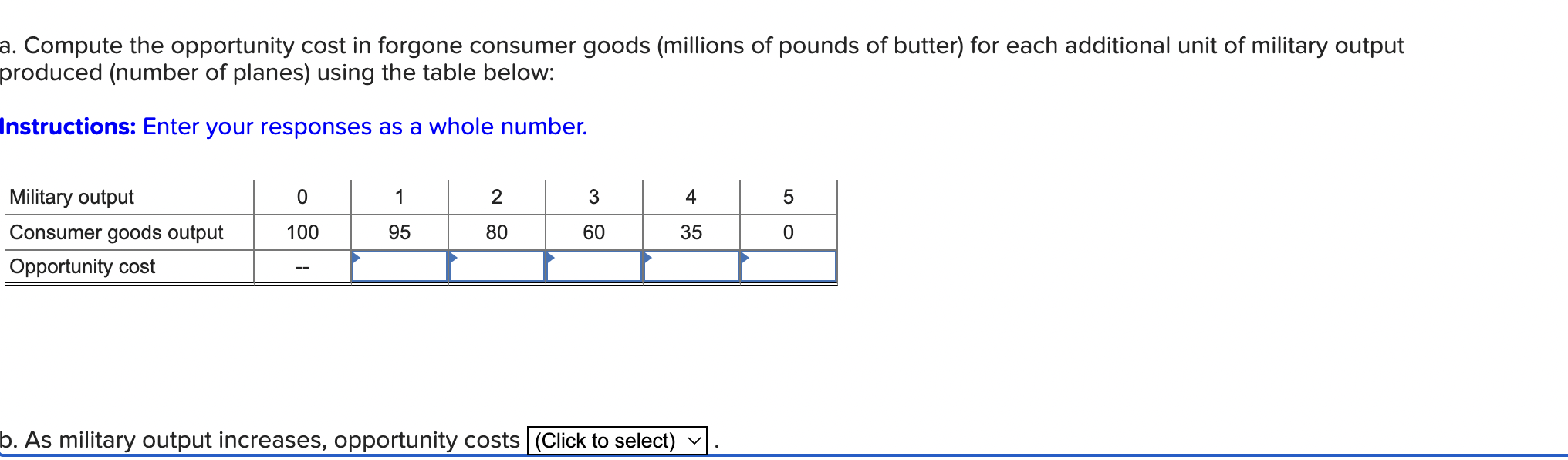 Solved Compute the opportunity cost in forgone consumer | Chegg.com