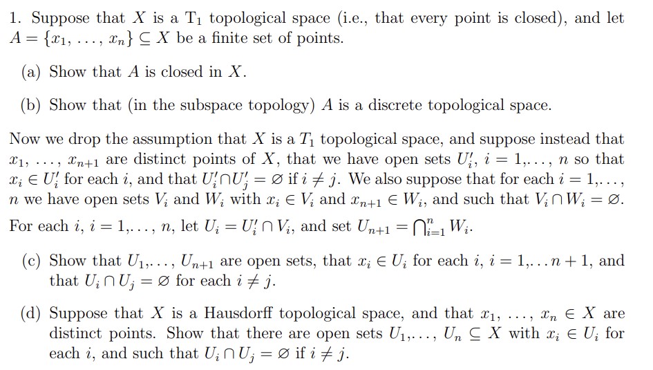 Solved Suppose that x is a T1 ﻿topological space (i.e., | Chegg.com