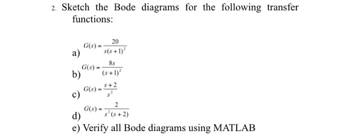 Solved 2. Sketch the Bode diagrams for the following | Chegg.com