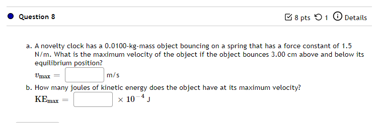 Solved a. A novelty clock has a 0.0100−kg-mass object | Chegg.com