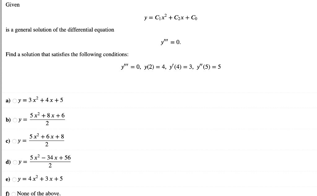 Solved y=C1e4x+C2e−3x is the general solution of | Chegg.com
