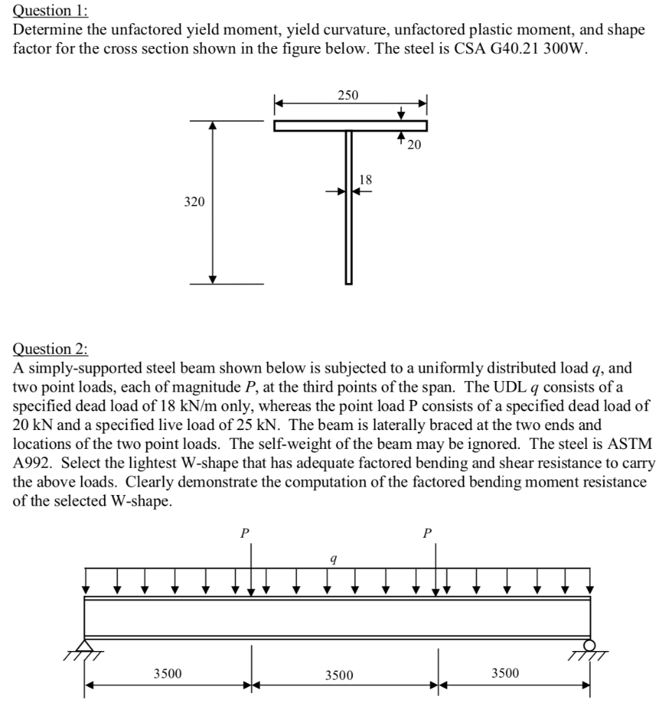 Question 1: Determine the unfactored yield moment, | Chegg.com