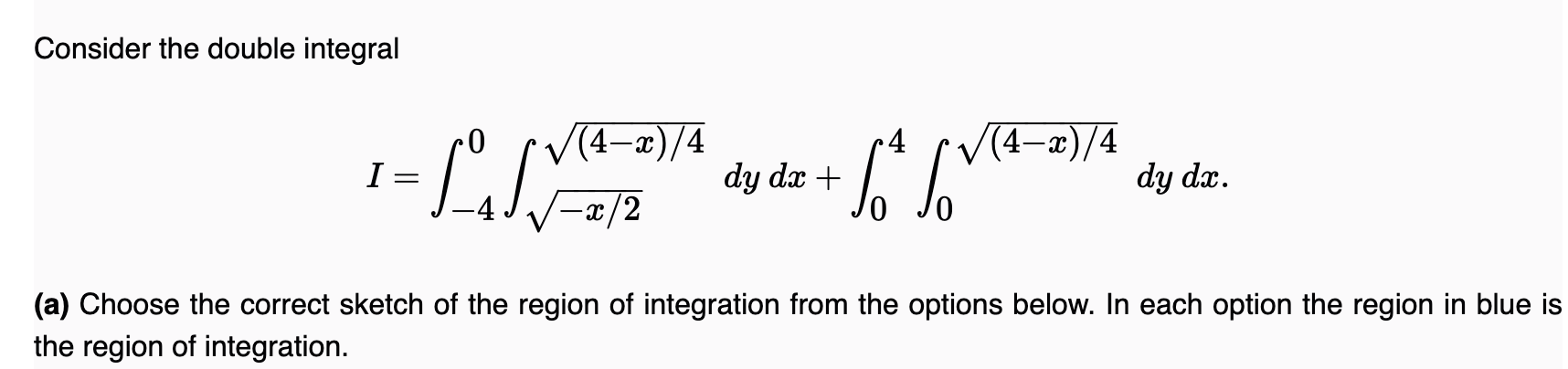 Solved Consider the double integral | Chegg.com