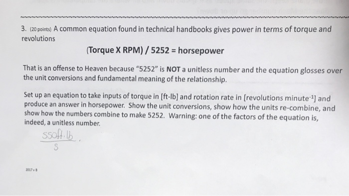Solved 3. (20 points) A common equation found in technical | Chegg.com