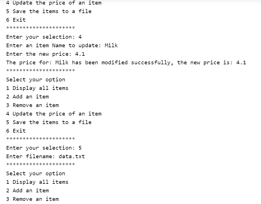 Solved Write a Python program that manages a store with the | Chegg.com