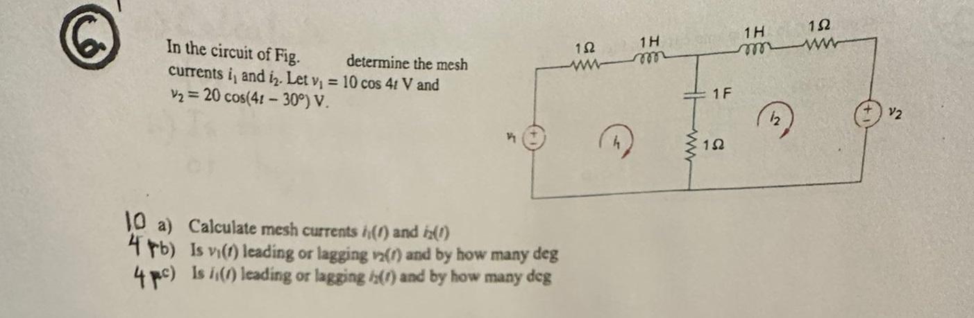 Solved In the circuit of Fig. determine the mesh currents i1 | Chegg.com