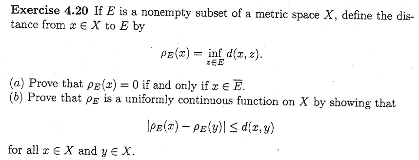 Solved Exercise 4.20 If E is a nonempty subset of a metric | Chegg.com