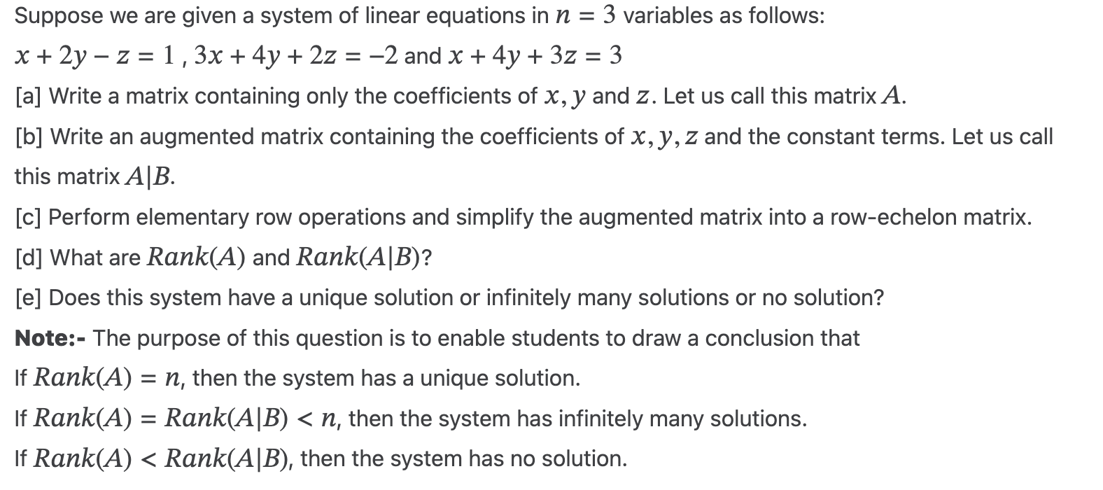 Solved Suppose we are given a system of linear equations in | Chegg.com