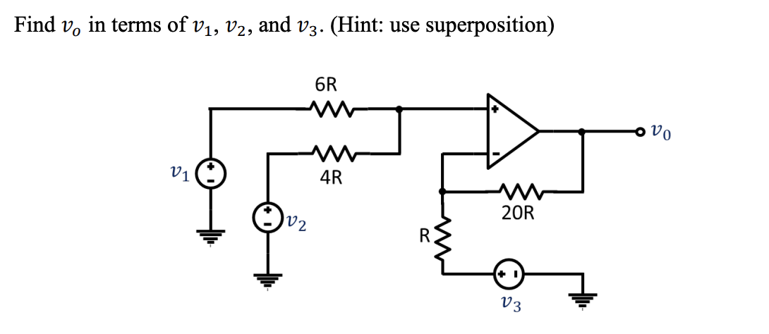Solved Find v, in terms of V1, V2, and V3. (Hint: use | Chegg.com