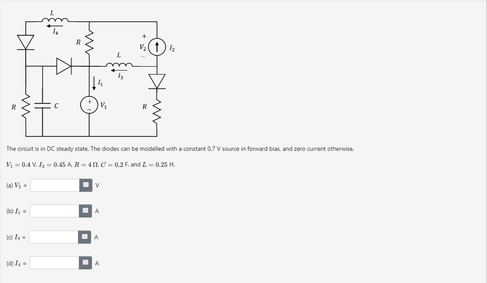 Solved The circuit is in DC steady state. The diodes can be | Chegg.com