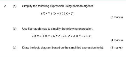 Solved 2 (a) Simplify the following expression using boolean | Chegg.com