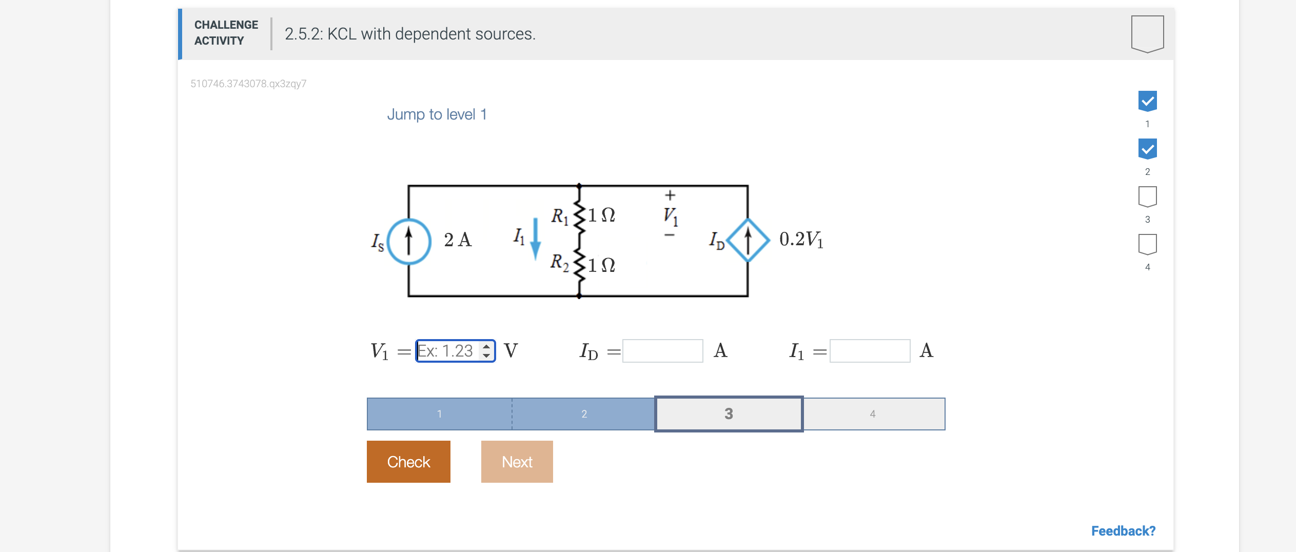 Solved Jump to level 1 V1=VID=AI1=[A | Chegg.com