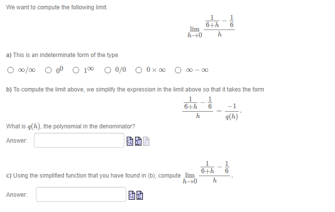 Solved We want to compute the following limit. | Chegg.com