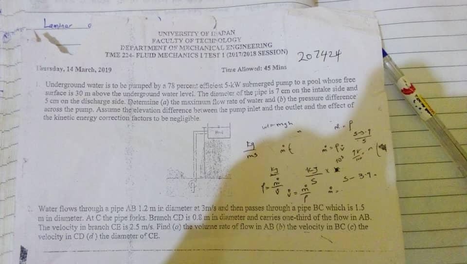Solved G Laminar UNIVERSITY OF ISTAN FACULTY OF TECHNOLOGY | Chegg.com