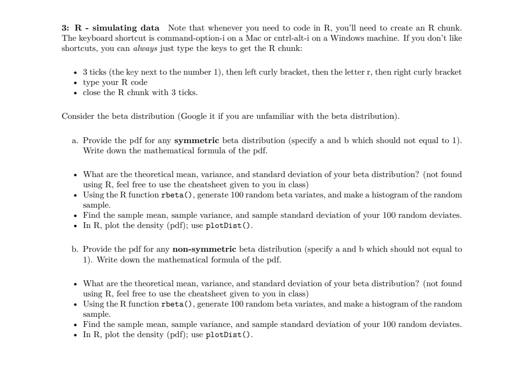 Solved 3: R - simulating data Note that whenever you need to | Chegg.com