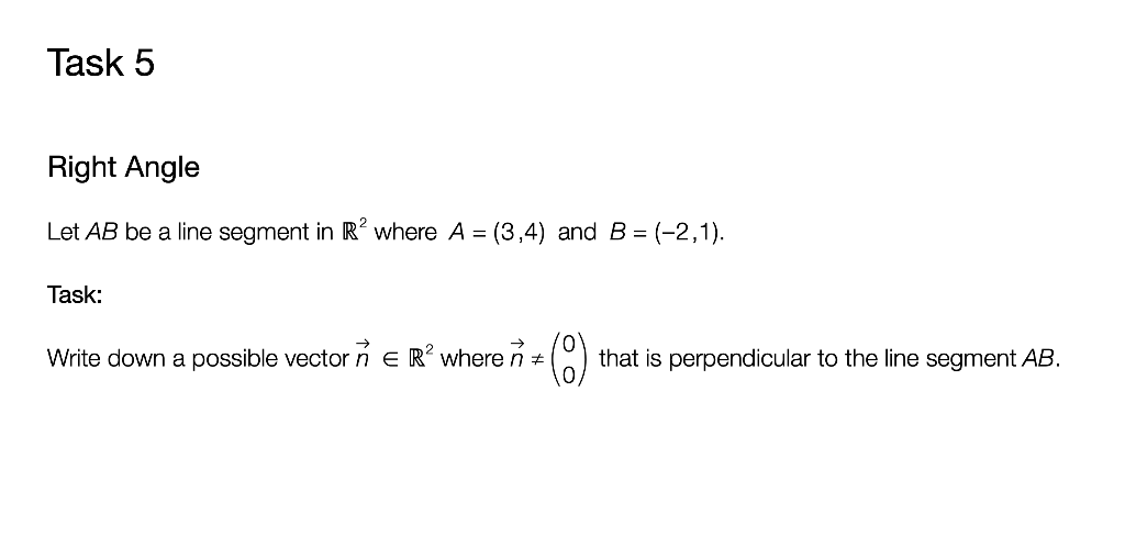 Solved Task 5 Right Angle Let AB be a line segment in R? | Chegg.com