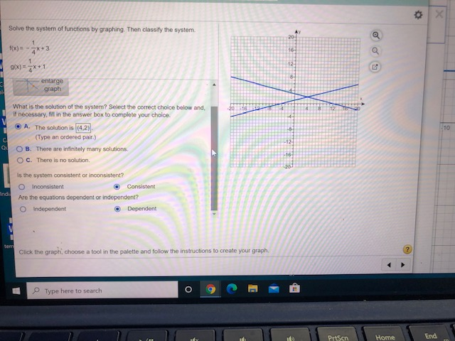 Solved Solve the system of functions by graphing. Then | Chegg.com