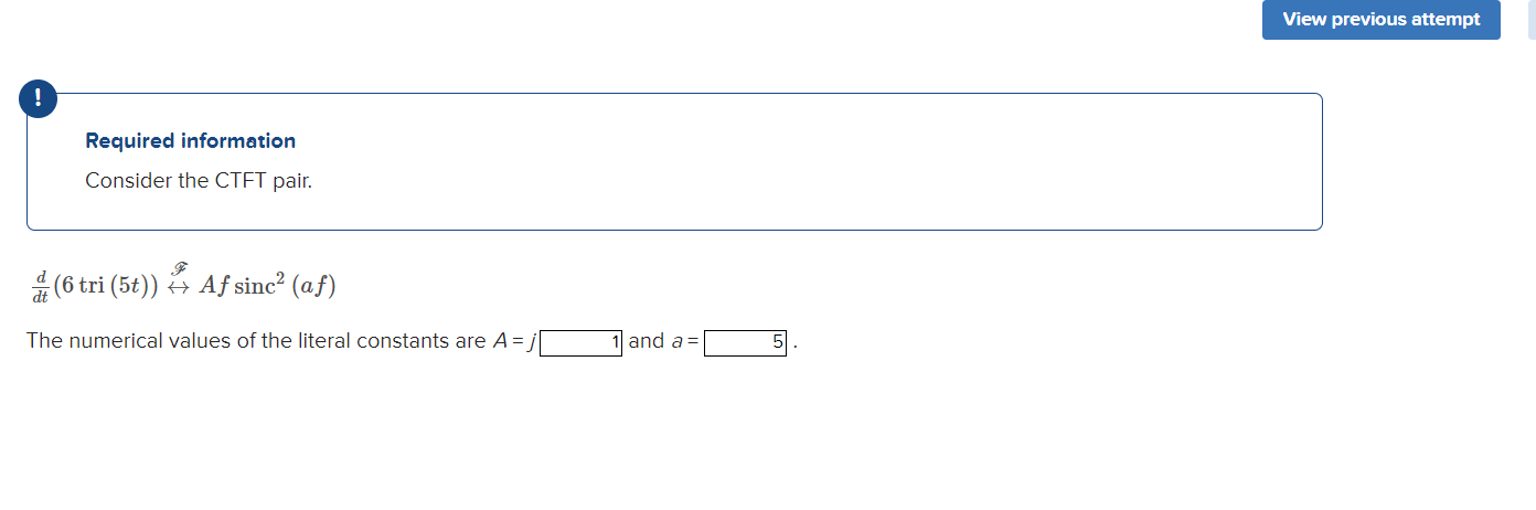 Solved Required informationConsider the CTFT | Chegg.com