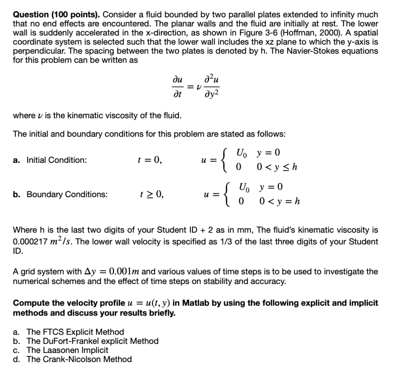 Solved Question (100 points). Consider a fluid bounded by | Chegg.com Solved Question (100 points). Consider a fluid bounded by | Chegg.com