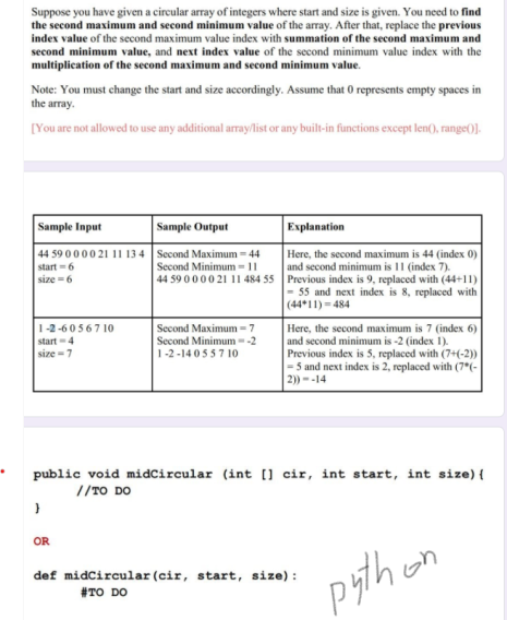 Solved Suppose you have given a circular array of integers | Chegg.com