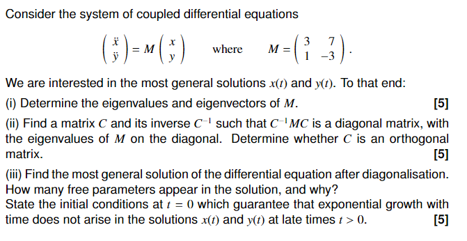 Solved Consider the system of coupled differential equations | Chegg.com