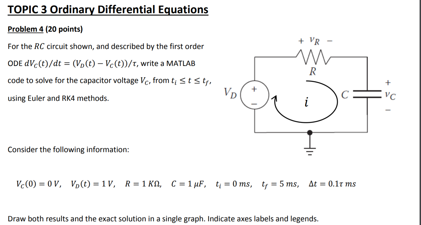 Solved TOPIC 3 Ordinary Differential Equations Problem 4 (20 | Chegg.com